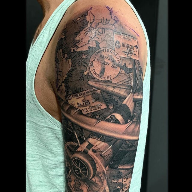 Geographical Arm Tattoo