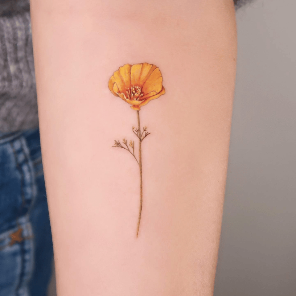 Yellow Zinnia Tattoo
