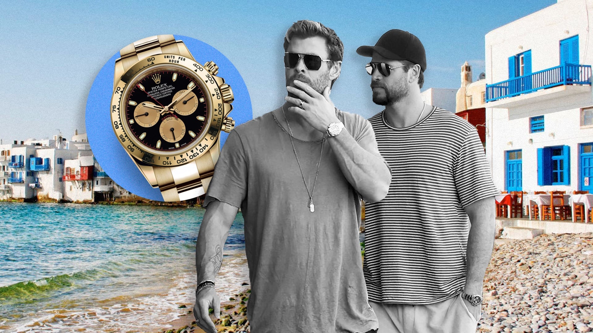 Hemsworth Brothers Step Out In Mykonos Wearing Matching Gold Rolex ...