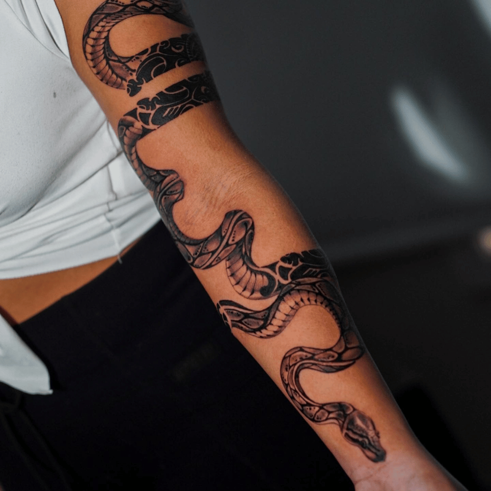 Snake Wrapped Around Arm Tattoo Design